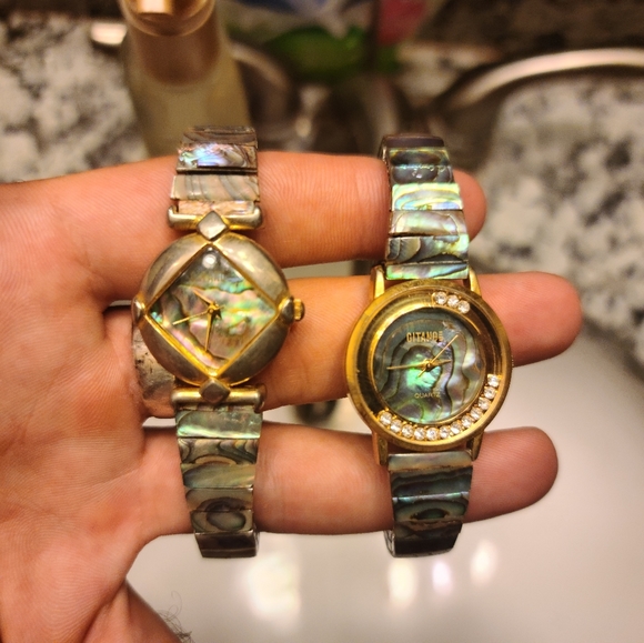 Gitano | Accessories | 2 Vintage Iridescent Abalone Wrist Watches ...